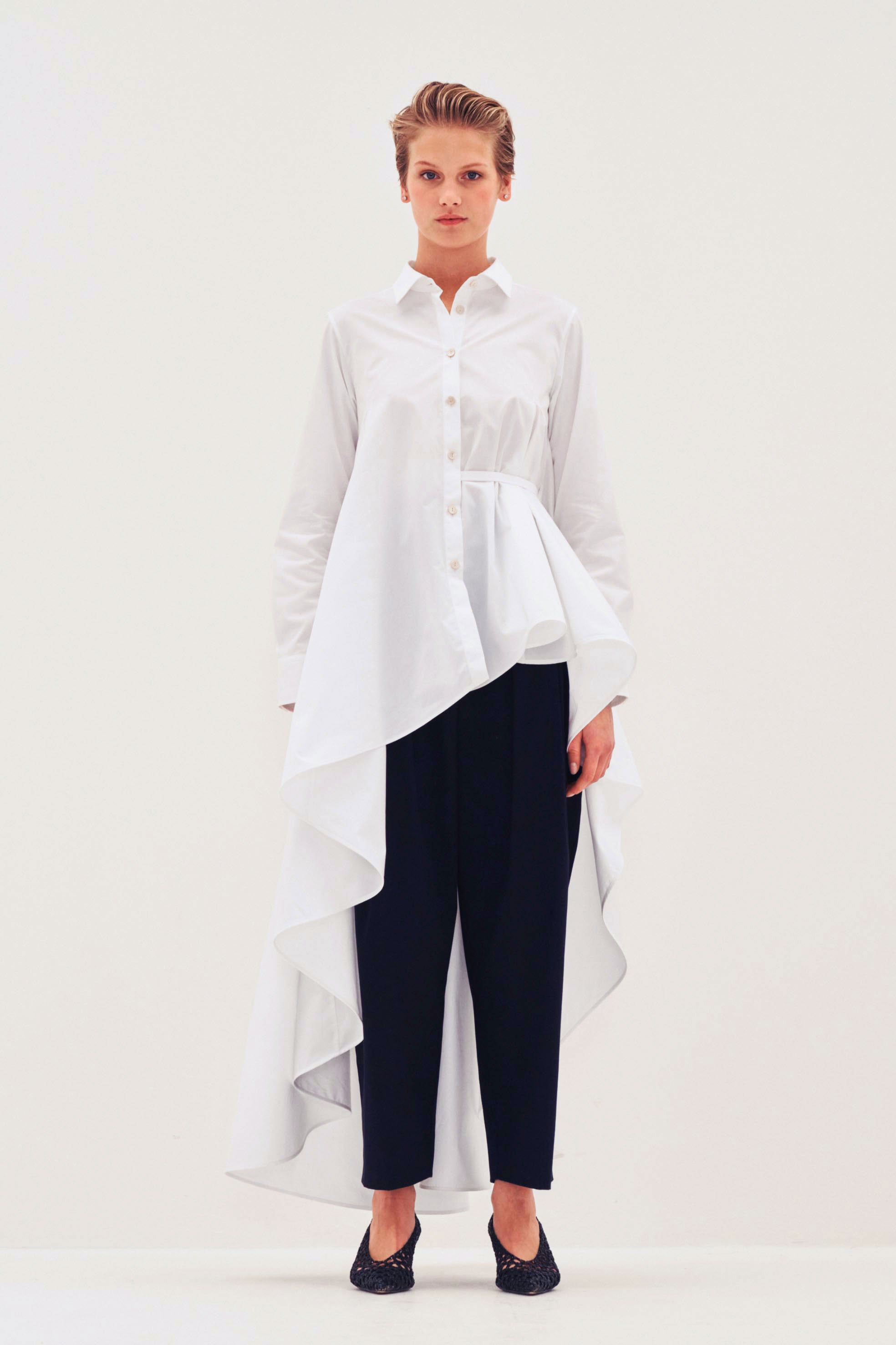 Long Back Asymmetric Cotton Shirt